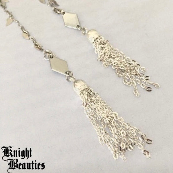 Aphrodite’s Royal Veil Silver W/ Silver tassels Face Chain or Necklace ...